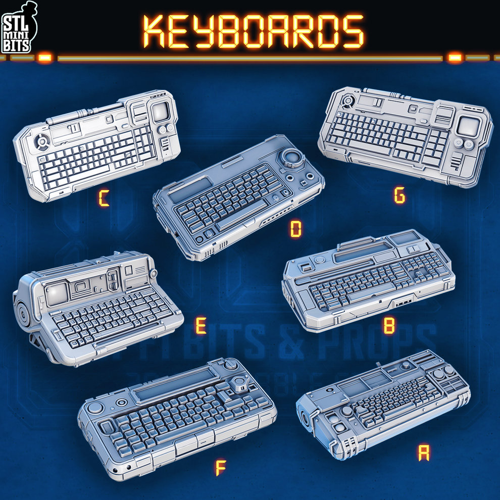 1002 SCI-FI Bits&Props – Keyboards STL Digital – STLMinibits